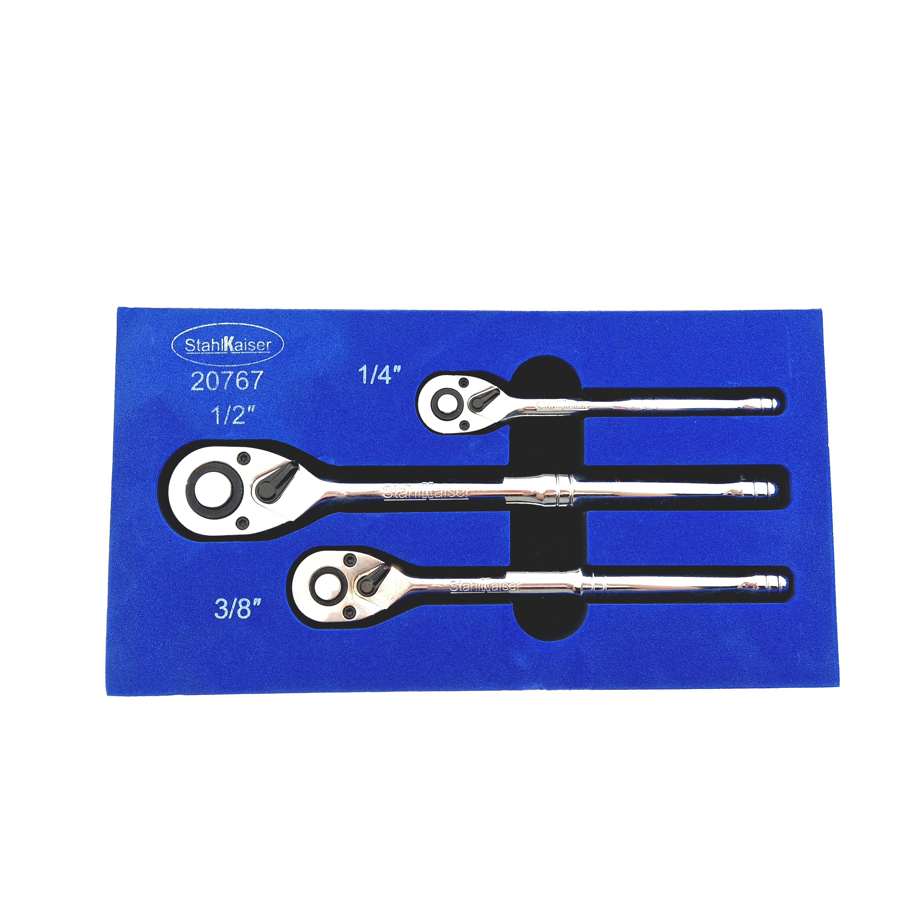 Ratschen Set 3tlg 1/4''-3/8''-1/2'' im Schaumstoff